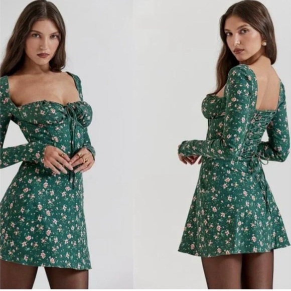 House of CB | Dresses | House Of Cb Green Floral Dress | Poshmark